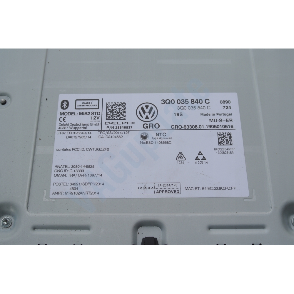 Unlocked VW MIB2 Standard Unit 3Q0035840C